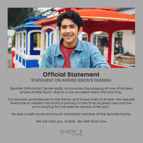 Sparkle Teen Star Andrei Sison Dies Over Car Accident