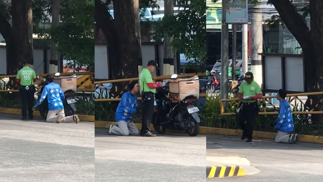 Delivery Rider On Knees Begging to Traffic Enforcer Elicits Reactions