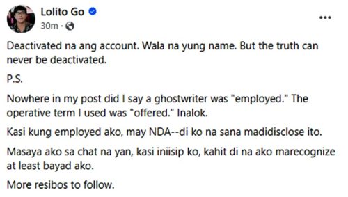 Lolito Go Shows 'Resibo' Of Moira dela Torre's 'Offer' To Be Her ...