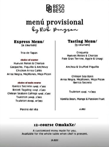 Beso Beso Restaurant By Chef Rob Pengson (Menu and Other Details)