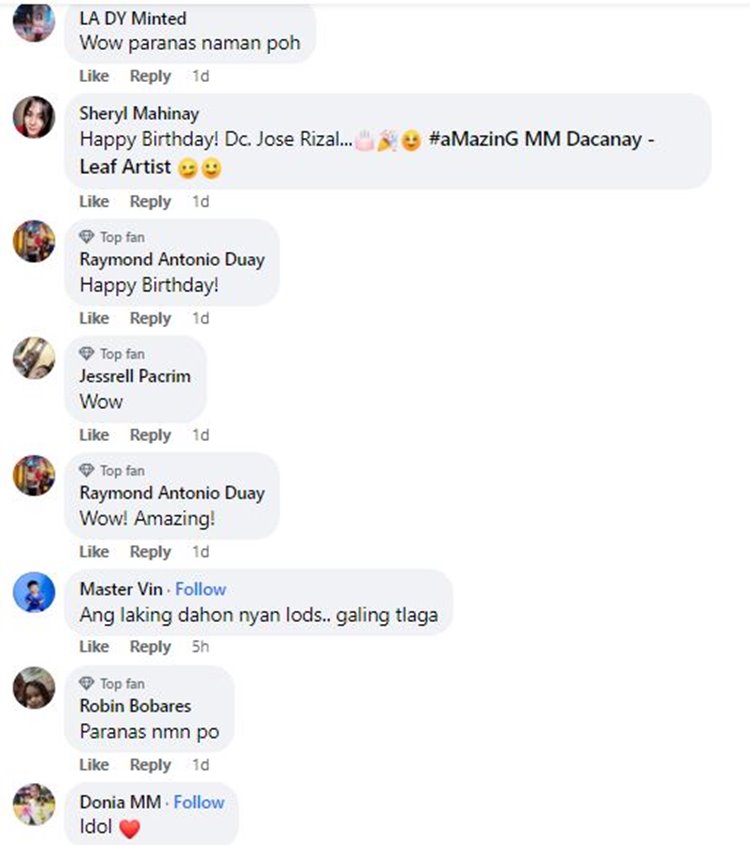 Female Artist Creates 'Piso' Leaf Art to Honor Jose Rizal's 162nd Birthday