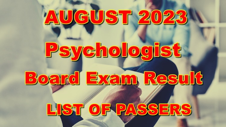 Psychologist Board Exam Result August 2023 - List of Passers | PhilNews