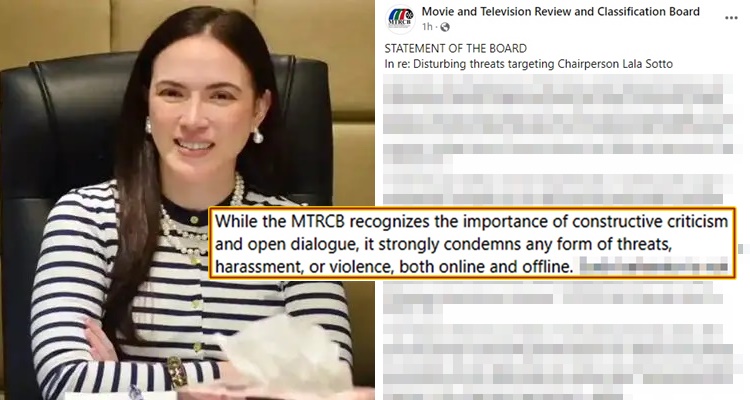 MTRCB Releases Statement On Threats Directed To Lala Sotto | PhilNews