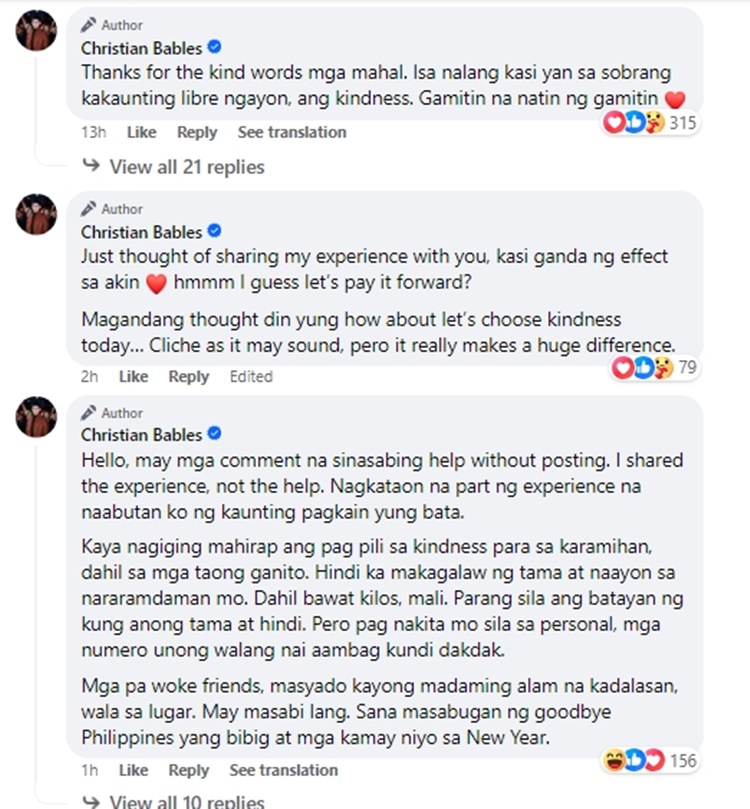 Pinoy Actor Christian Bables Shares Heartwarming Encounter w/ Street ...