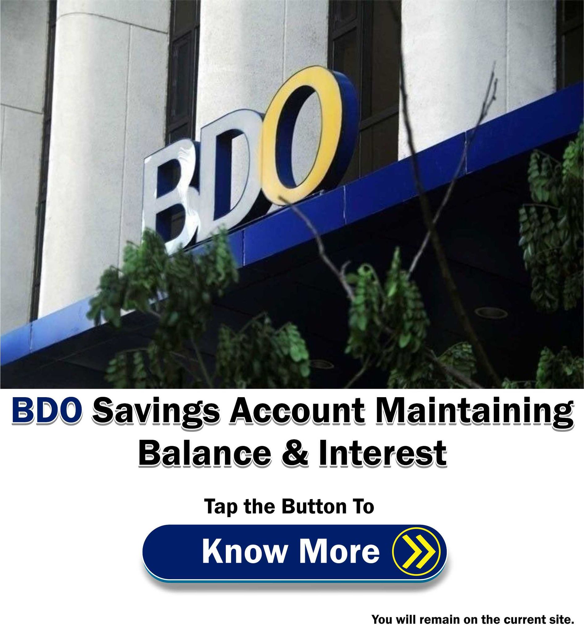 BDO Offers Savings Bank Accounts with Excellent Features & Benefits ...