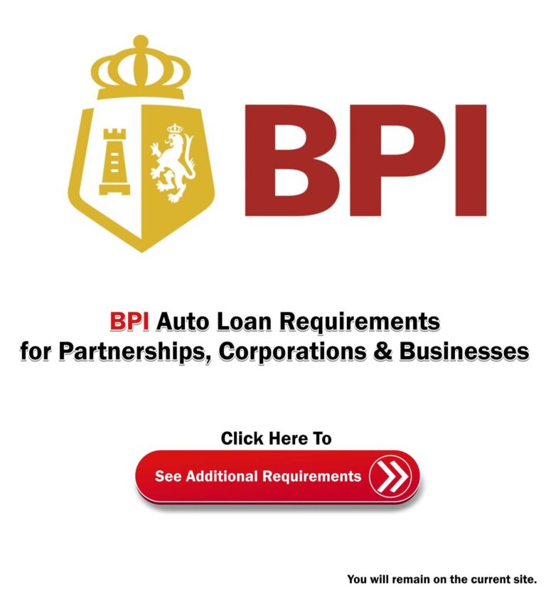 BPI Auto Loan Requirements You Must Prepare for Application — A GUIDE ...