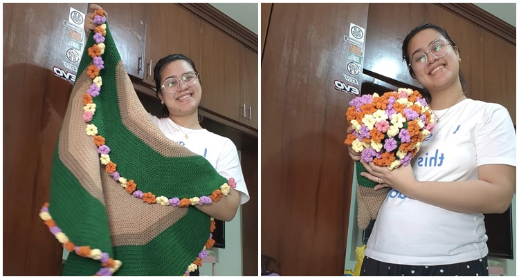 Lady Netizen Goes Viral for Her Crochet Project ‘Bouquet Blanket ...