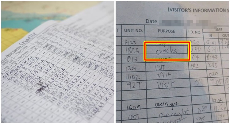 Man Shares Photo of Visitor's Logbook, Showing 'Cuddles' as Visit ...