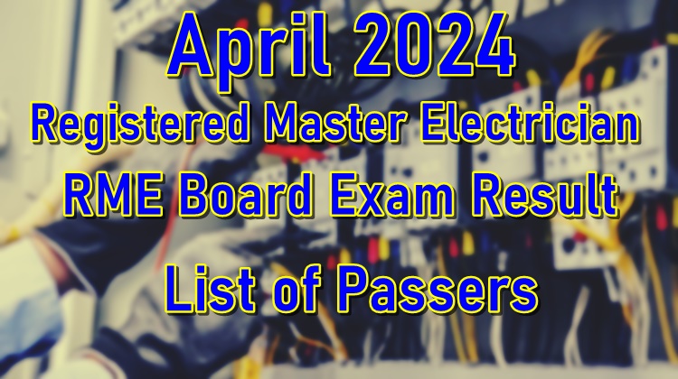 Registered Master Electrician RME Board Exam Result April 2024 – List ...