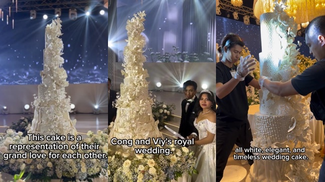 Cong TV, Viy Cortez's Wedding Cake Stands 6 Feet Tall with 8 Tier ...