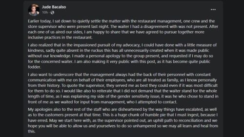 Jude Bacalso Apologizes For 'Sir' Incident W/ Cebu Restaurant Waiter ...