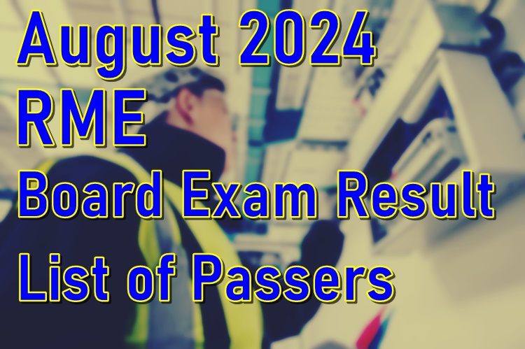 Registered Master Electrician Board Exam Result August 2024 – RME List ...