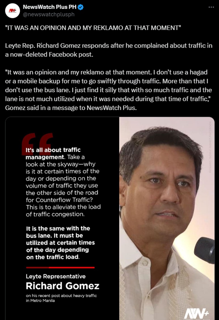 Richard Gomez Speaks After The Backlash Of His Post About Traffic ...