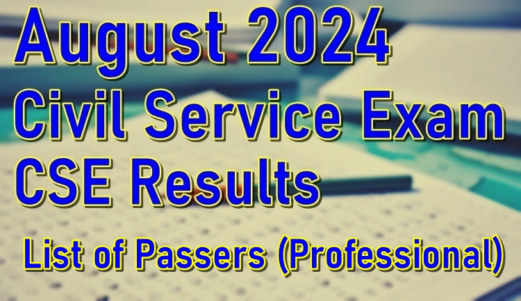 Civil Service Exam Result August 2024 – List of Passers (Professional ...
