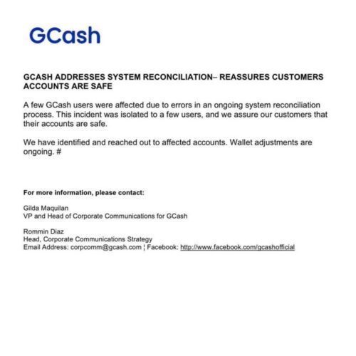 GCash Releases Official Statement Amidst Unauthorized Transaction ...