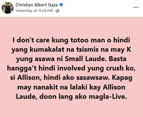 Xian Gaza Shares Post About Small Laude Amid Her Husband's Alleged ...