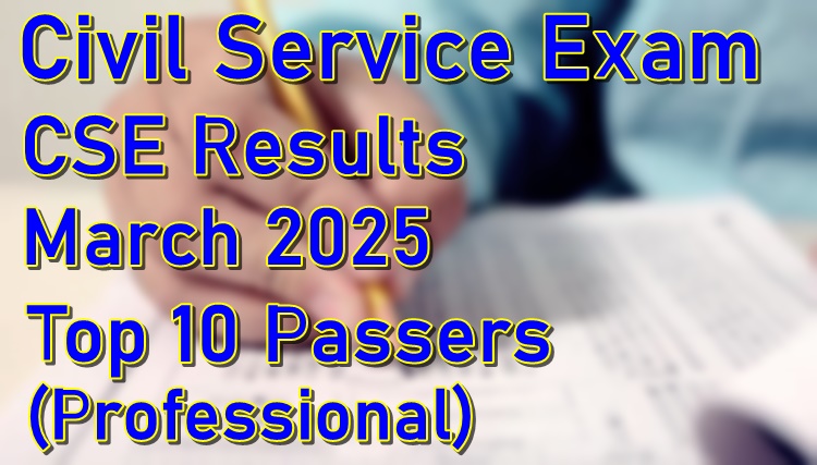 Civil Service Exam Result March 2025 - Top 10 Passers (Professional ...