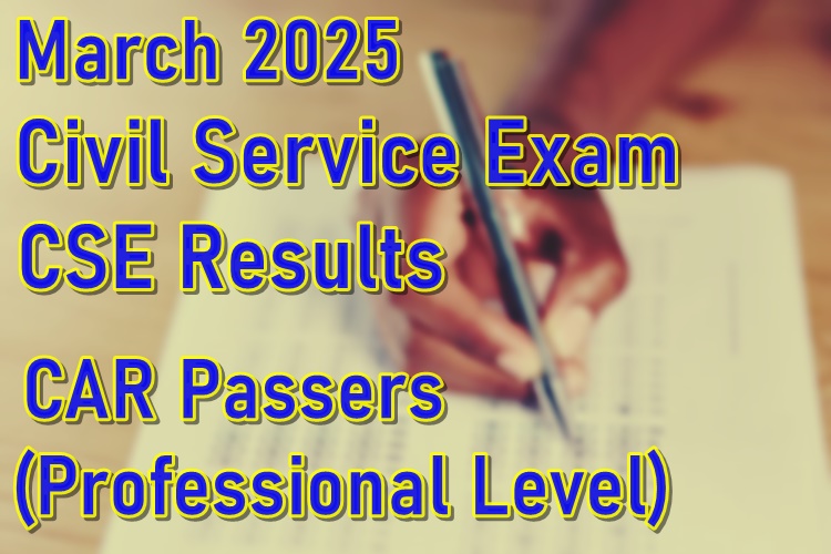 Civil Service Exam Result March 2025 – CAR Passers (Professional Level ...
