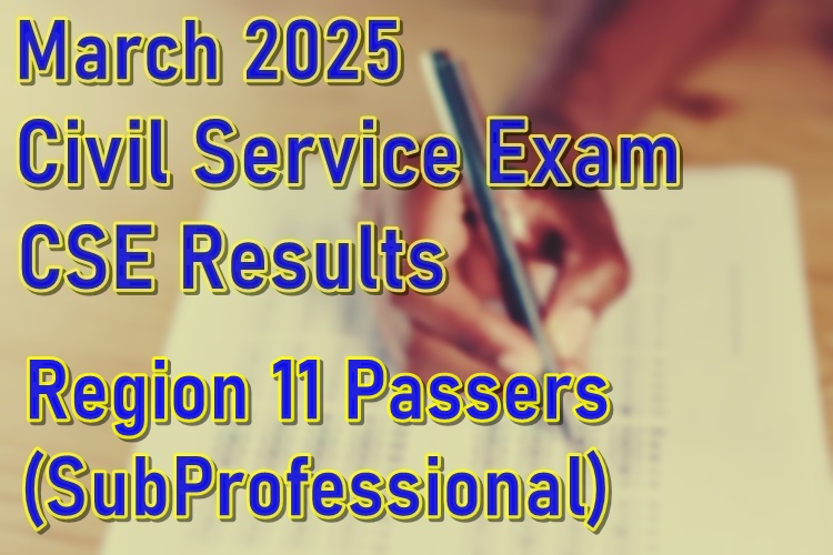 Civil Service Exam Result March 2025 – Region 11 Passers ...