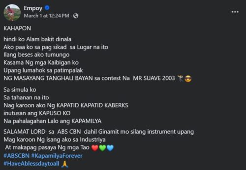 Empoy Marquez Remembers How His Career Started at ABS-CBN | PhilNews