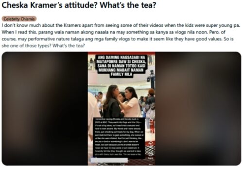 Cheska Kramer Accused Of Being "Matapobre" | PhilNews