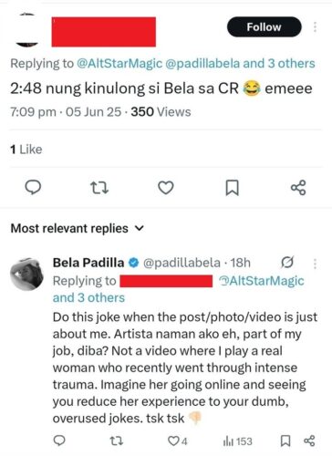 Bela Padilla Responds To "Kinulong Si Bela Sa CR" Comment | PhilNews