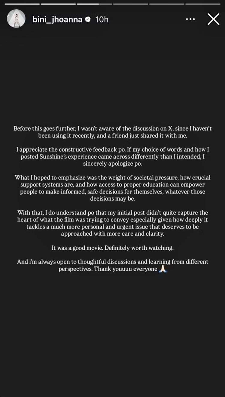 BINI Jhoanna Addresses Negative Comments On Her Review About "Sunshine ...