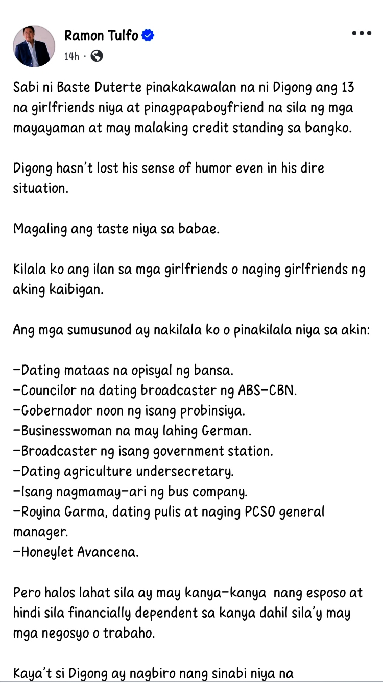 Rodrigo Duterte 13 Girlfriends: Ramon Tulfo Shares Clues About Some Of ...