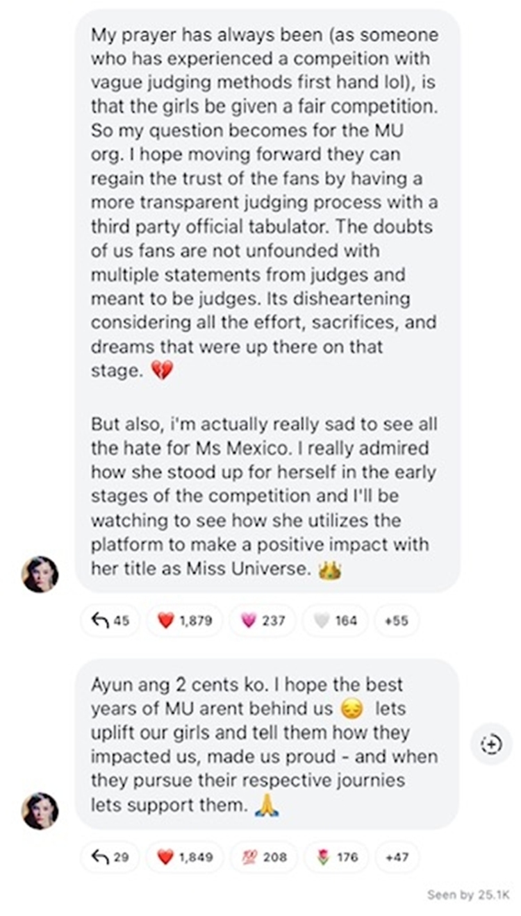 Catriona Gray Shares Her Honest Thoughts About The Miss Universe 2025 ...
