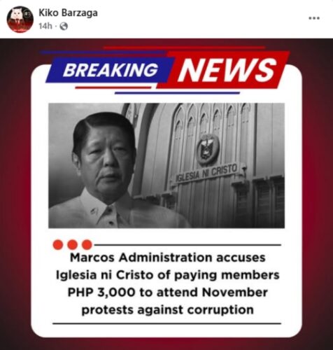 Kiko Barzaga Claims PBBM Accuses INC Of Paying Members To Join November ...