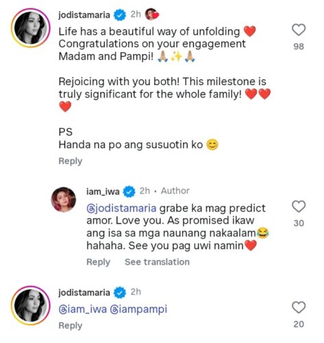 Jodi Sta Maria Reacts To Pampi Lacson and Iwa Moto's Engagement | PhilNews