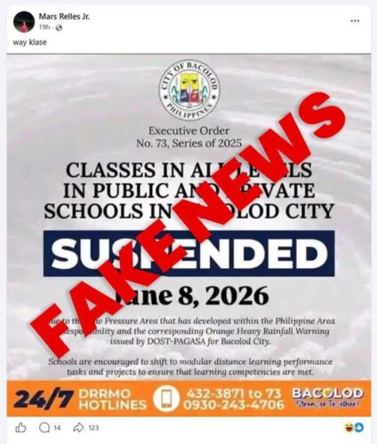 Student Called After Fake Class Suspension Post in Bacolod City | PhilNews
